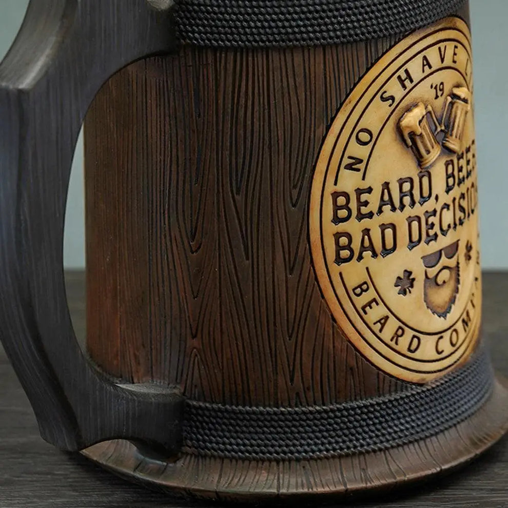 Beard, Beer and Bad Decisions No Shave Life Beer Tankard-This tankard